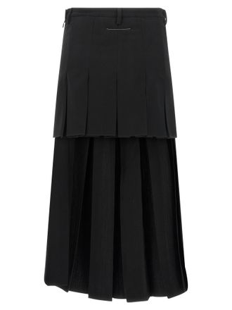 Maison Margiela Pleated Wool-Blend Skirt - Black