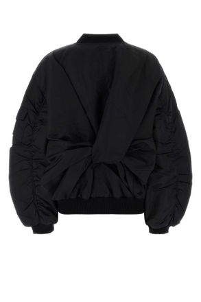 Cecilie Bahnsen Womens Black Nylon Bomber Jacket Exterior: Lining: Cupro Giubbini