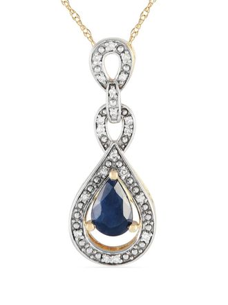 Luxury Bazaar collier en or 14ct à pendentif serti de diamant et de saphir