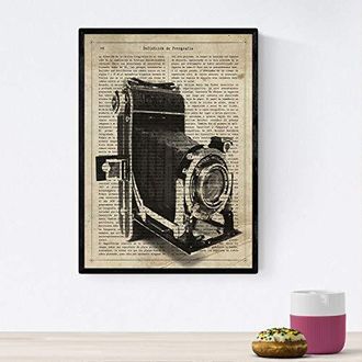 Nacnic Affiche de lancien appareil photo Kodak. Feuilles de vieux appareils photo. D&eacute;coration de photographie. Format A4 sans cadre