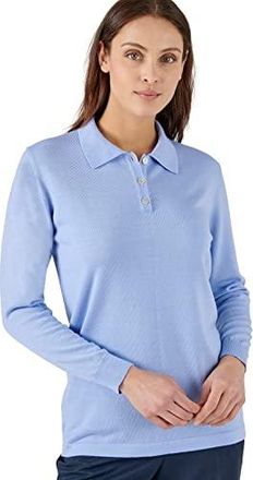 Damart Pull Pure Laine Mérinos, Femme, Col Polo, Bleu Ciel, Manche Longue