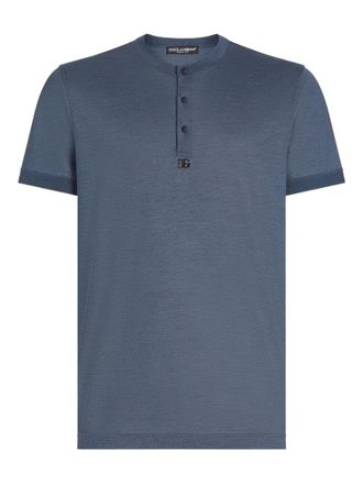 Dolce & Gabbana t-shirt Henley en soie - Bleu