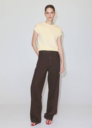 Mango T-shirt maille manches courtes jaune pastel - Femme - XXS - MANGO