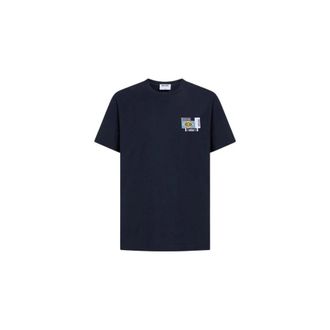 Moschino Gesticktes Baumwoll-Jersey-T-Shirt - - Tops - Herren - Blau - M
