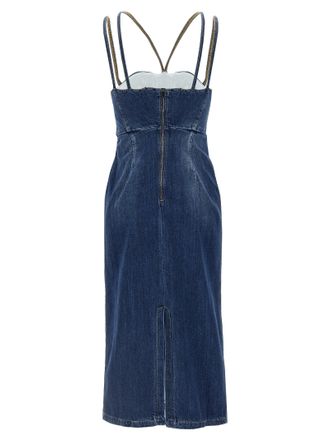 Nensi Dojaka Womens Blue Cotton Midi Dress