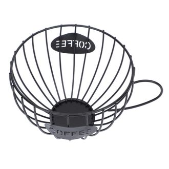 Happyyami Kreativer Snack Servicekorb aus Eisen in Kaffeetassenform Schwarzer Obstkorb mit Feiner Struktur Aufbewahrungskorb f&uuml;r Obst und S&uuml;&szlig;igkeiten zu Hause u