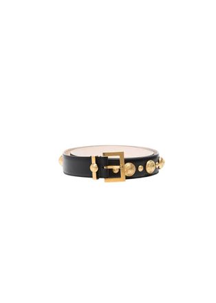 Balmain Black leather & gold-tone metal Coin belt 80