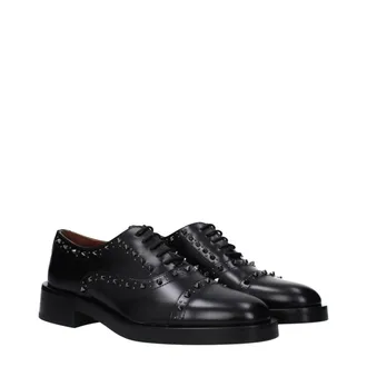 Valentino Garavani Womens Black Leather Oxfords And Derbies Shoe