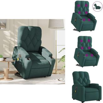 vidaXL Elektrischer Massagesessel mit Aufstehhilfe Dunkelgr&uuml;n Stoff - Massagesessel Mit Aufstehhilfe - Massagesessel - Relaxsessel - Sessel