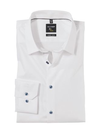 Olymp Herren Businesshemd Langarm Level Five,Einfarbig,Body fit,Royal Kent,Weiss 00,41