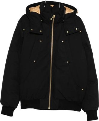 Moose Knuckles Homme, Vestes, Noir, Taille: S Veste à capuche noire avec détails dorés