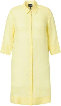 Ulla Popken Longbluse Longbluse Ramie Hemdkragen 3/4-Arm