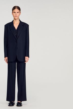 Sandro Veste de costume à rayures strassée