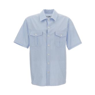 Maison Margiela Homme, Chemises, Bleu, Taille: S Striped Cotton Shirt
