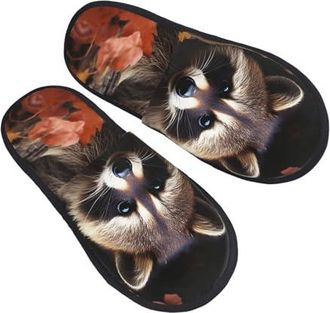 Generic Pantoufles Raton Laveur Dans Le Trou De LArbre DAutomne Légers Pantoufles En Coton Confortable Chaussons Pour Chambre DIntérieur De Camping L