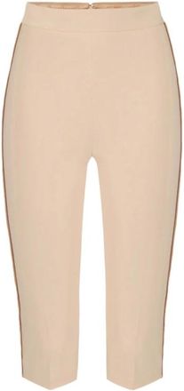 Elisabetta Franchi Femme, Pantalons, Beige, Taille: 36 FR Pantalon en cr&ecirc;pe l&eacute;ger et satin