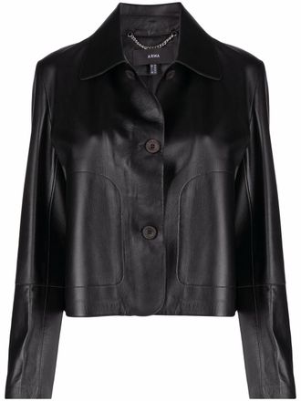 Arma veste en cuir &agrave; boutonni&egrave;re - Noir