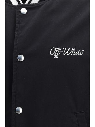 Off-white Mens Varsity Jacket Script Cotgab Black-White Cotton Sweatshirts Black/white Sweater