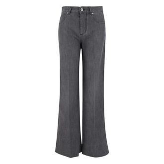 Bottega Veneta Graue Flared Denim Jeans mit Wildleder-Detail - - Jeans - Damen - Grau - M