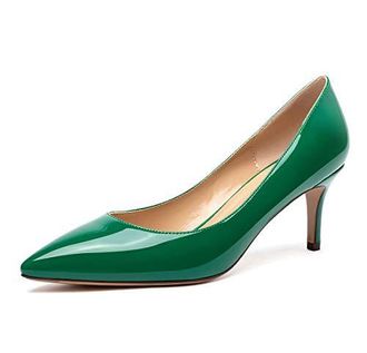 Castamere Femme Bout Pointu Aiguille Talon Moyenne Talon Escarpins 6.5CM Vert Vernis Chaussures EU 38