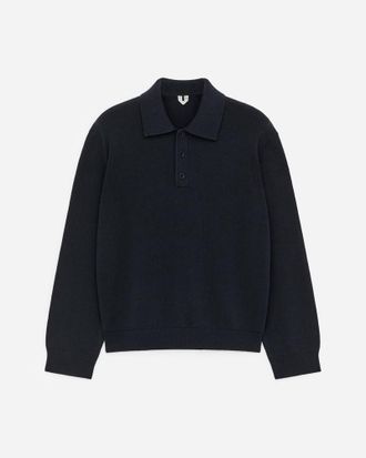 Arket Poloshirt Aus Baumwolle Und Lyocell -Blau