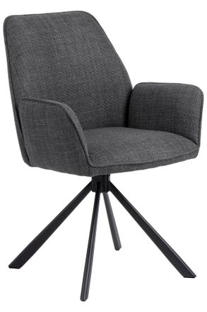 MID.YOU Mid.you Armlehnstuhl, Dunkelgrau, Textil, F&uuml;llung: Polyurethan (Pur), Sternfu&szlig;, 61x88.5x63 cm, Sitzfl&auml;che 360&deg; drehbar, Esszimmer, St&uuml;hle, Esszimmerst