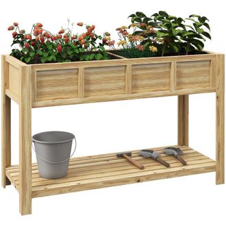 OUTSUNNY Jardini&egrave;re sur pied - s&eacute;parateur amovible, &eacute;tag&egrave;re - bois sapin autoclave