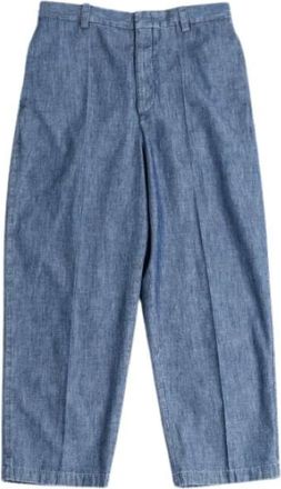 Jil Sander Homme, Pantalons, Bleu, Taille: 2XL Cotton Chambray Tapered Pantalons
