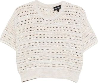 Emporio Armani Femme, Pulls, Beige, Taille: 40 FR Maille ras du cou