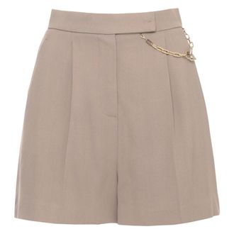 Elisabetta Franchi Femme, Shorts, Brun, Taille: 38 FR Shorts en gabardine avec logo bijou