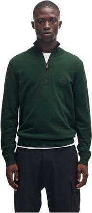 BOSS Hommes Kanobix S Pull en Coton et Cachemire avec Encolure zippée et Patch logoté