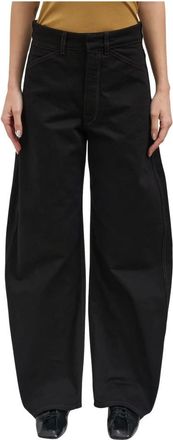 Christophe Lemaire Femme, Jeans, Noir, Taille: 34 FR Pantalon Courbe Taille Haute
