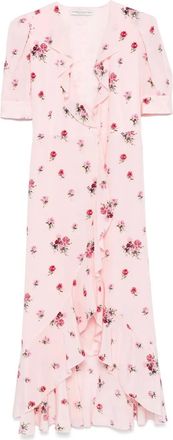Alessandra Rich robe mi-longue à fleurs - Rose