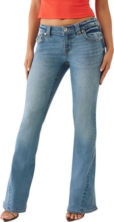 True Religion Damen Joey Low Rise Flare Jeans - Pattentaschen Bootcut Denim, Melody Line, 29