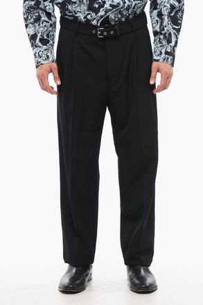 Prada Double-pleated Pants with Fabric Belt Prada