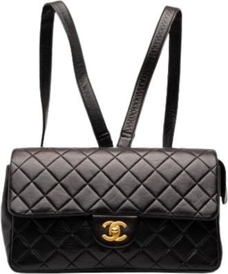 Chanel Sac &agrave; dos Pre-owned Vintage en cuir dagneau matelass&eacute; - Femme - Pre-owned - Noir - Taille: ONE Size
