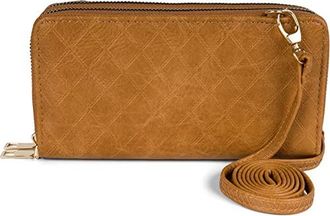 styleBREAKER Mini sac à bandoulière 2 en 1 pour femme avec motif en losange, porte-monnaie, sac pour téléphone portable, sac à bandoulière 02012379, couleur:Marron