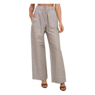 Max Mara Leinen- und Baumwollhose mit feinem Streifenmuster - - Trousers - Damen - Beige - M