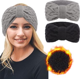 Dreshow Stirnband Damen Winter Stirnb&auml;nder Strick, Haarband Ohrenw&auml;rmer, Dickes Fleecefutter Haarb&auml;nder Verdicken Headwrap Kopfband f&uuml;r Damen