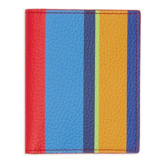 Gallo Gallo, unisex, Accessoires, Multicolore, Taille: ONE Size Porte-cartes en cuir martelé bleu unisexe avec rayures multicolores