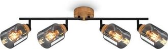 Briloner Deckenlampe, Deckenleuchte, Lampe, Rauchglas, Schwenkbar, Wohnzimmerlampe, Schlafzimmerlampe, K&uuml;chenlampe, Schwarz-Holz