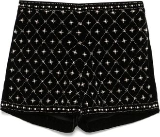 Twin-Set Verzierte Shorts aus Samt - Schwarz