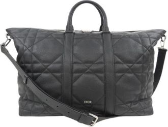 Dior unisex, Pre-owned, Noir, Taille: ONE Size Sac Weekender 40 Maxi Cannage en cuir de veau Pre-owned