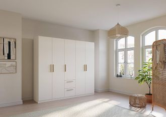 Rauch Orange home24 Drehtürenschrank Skandi mit Schubladen 226cm Weiß/Alpinweiß ohne Spiegeltür/-en