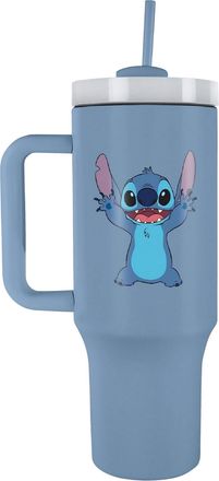 Disney Becher-To-Go Stitch, Hellblau, Metall, Kunststoff, 1.2 L, 27.2x14.2x10 cm, doppelwandig, Tragegriff, abnehmbarer Deckel, Trinkm&ouml;glichkeit im h&auml;lt warm