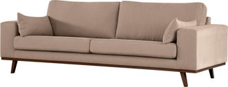 Mørteens home24 3-Sitzer Sofa Braun/Taupe Baumwollstoff Vele 237 x 81 x 88cm Buche Dunkel Retro