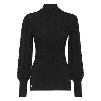 Philipp Plein Femme, Pulls, Noir, Taille: 42 FR Wool Turtleneck LS Basic