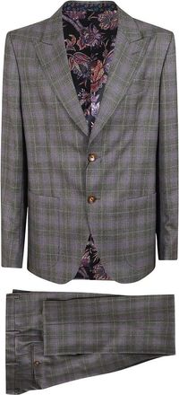 Etro Homme, Costumes, Gris, Taille: M Roma Revers Satin&eacute; Construction Souple
