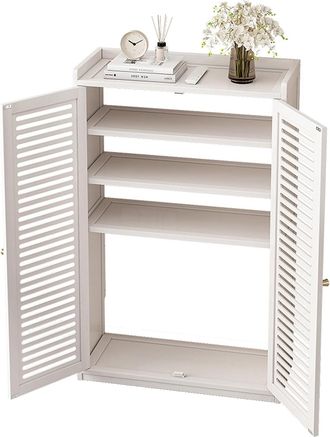 Generic Schr&auml;nke verstecken Router, verdicktes Bambusmaterial, Kabeldesign, mehrere Aufbewahrungsm&ouml;glichkeiten, Holzschrank for Wanddekoration(White,59 * 25 *