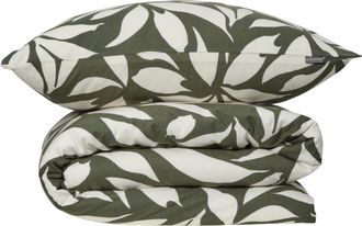 Schiesser Bettwäscheset Leaf | Feinbiber | 2-teilig | Floralprint | 100 % Baumwolle | Oeko-Tex Made in Green Zertifiziert | Reißverschluss | 135x200cm + 80x80cm